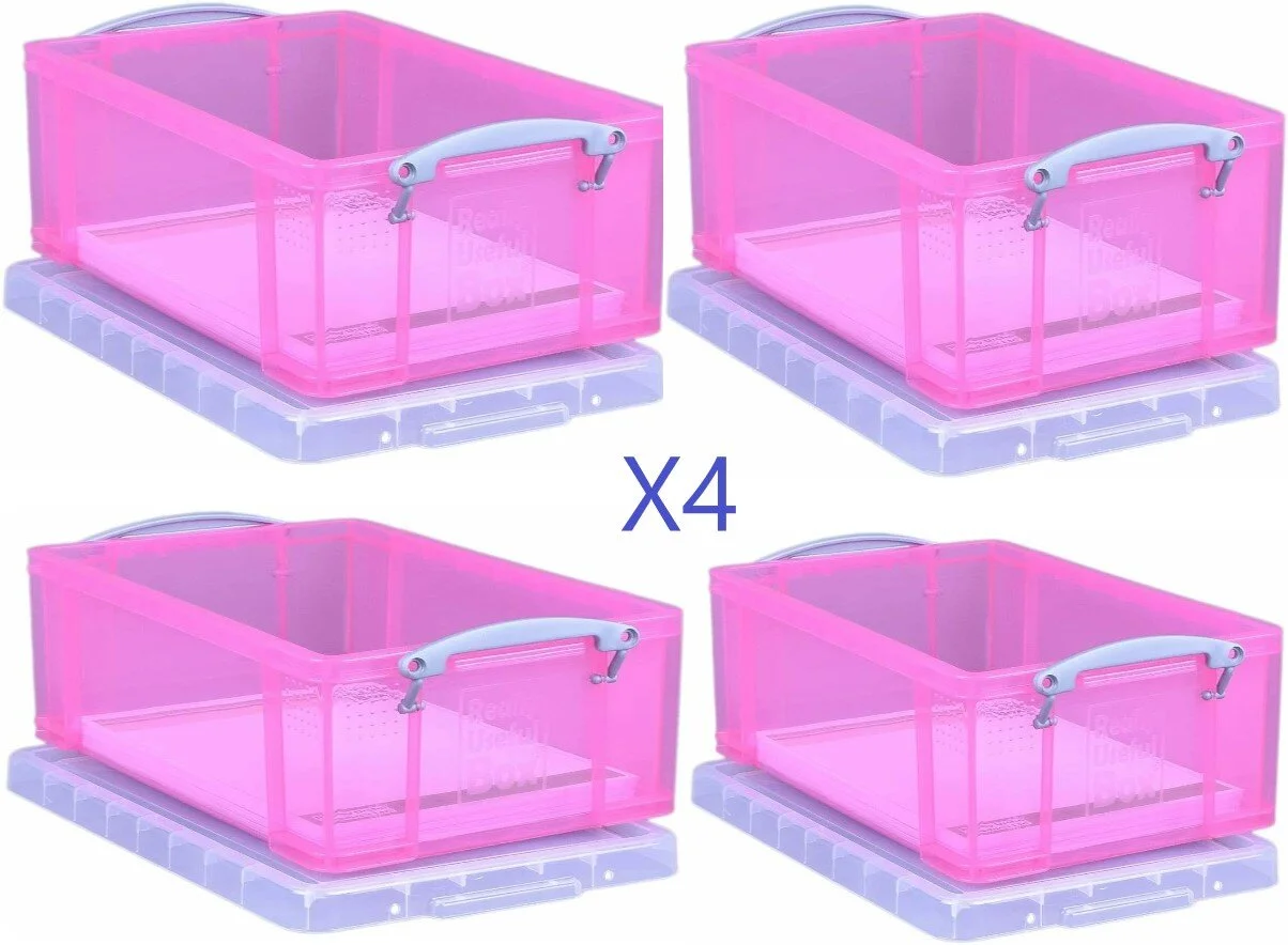 Really Useful Set Of 4 Pink 9 Litre Storage Boxes Gemini Storage Solutions